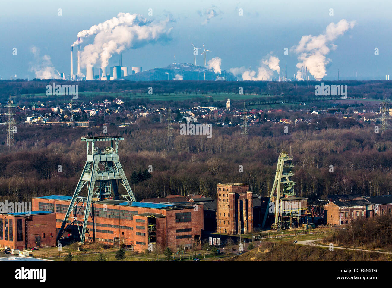 Former coal mine pit Ewald in Herten, Germany, today an industrial ...
