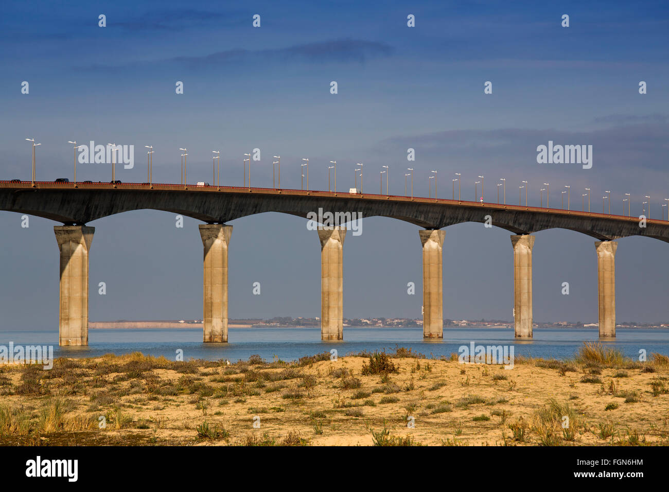 Bridge from La Rochelle to Ile de Ré, Charente-Maritime France Stock ...