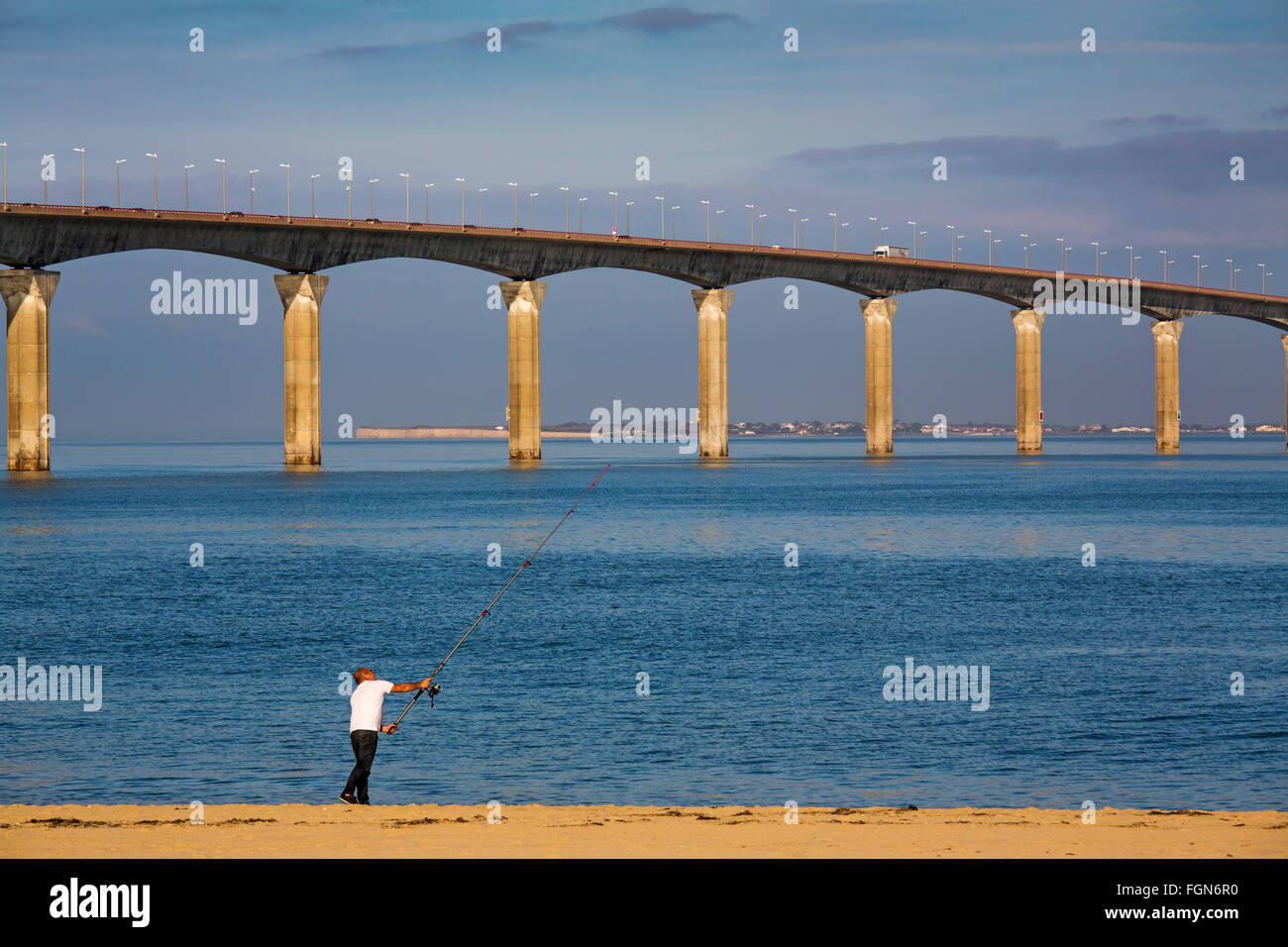Bridge from La Rochelle to Ile de Ré, Charente-Maritime France Stock ...