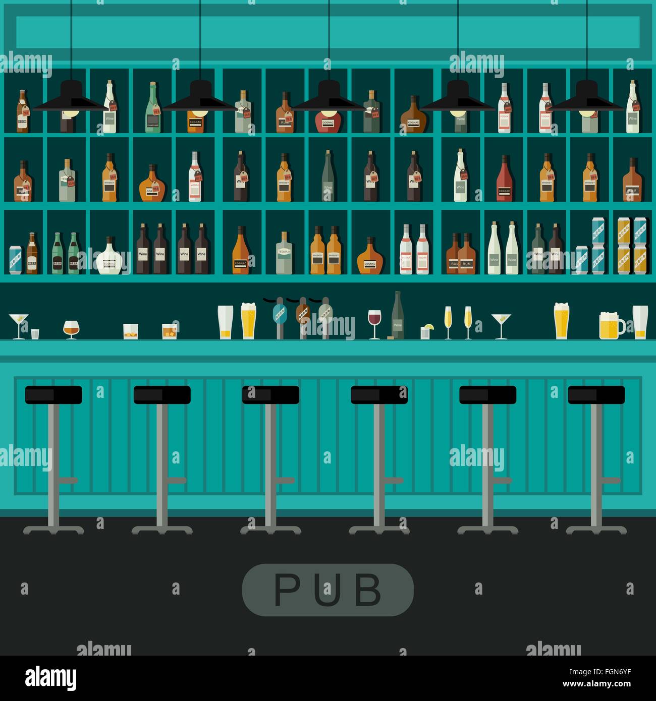 Pub interior with bar counter Stock Vector Image & Art - Alamy