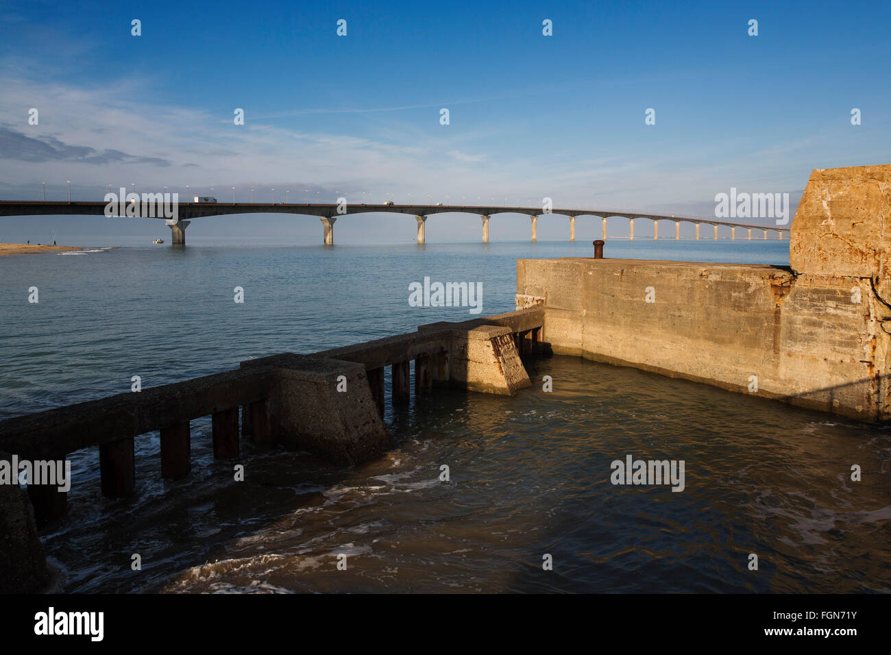 Bridge from La Rochelle to Ile de Ré, Charente-Maritime France Stock ...