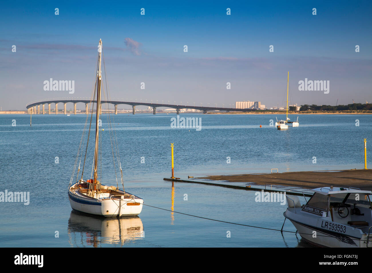 Bridge from La Rochelle to Ile de Ré, Charente-Maritime France Stock ...