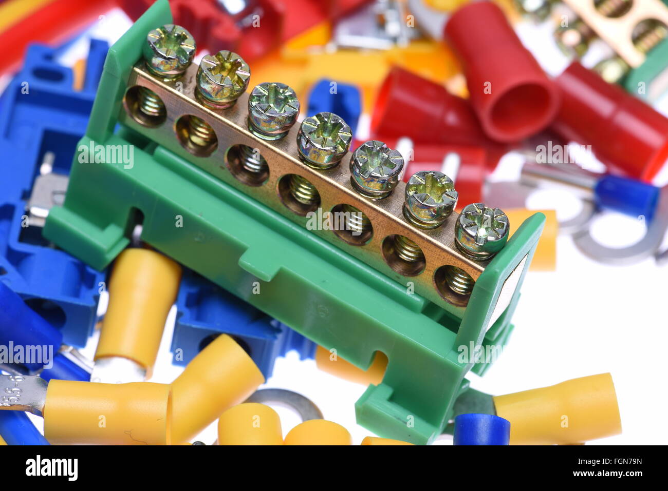 Electrical component kit used in electrical installations Stock Photo ...