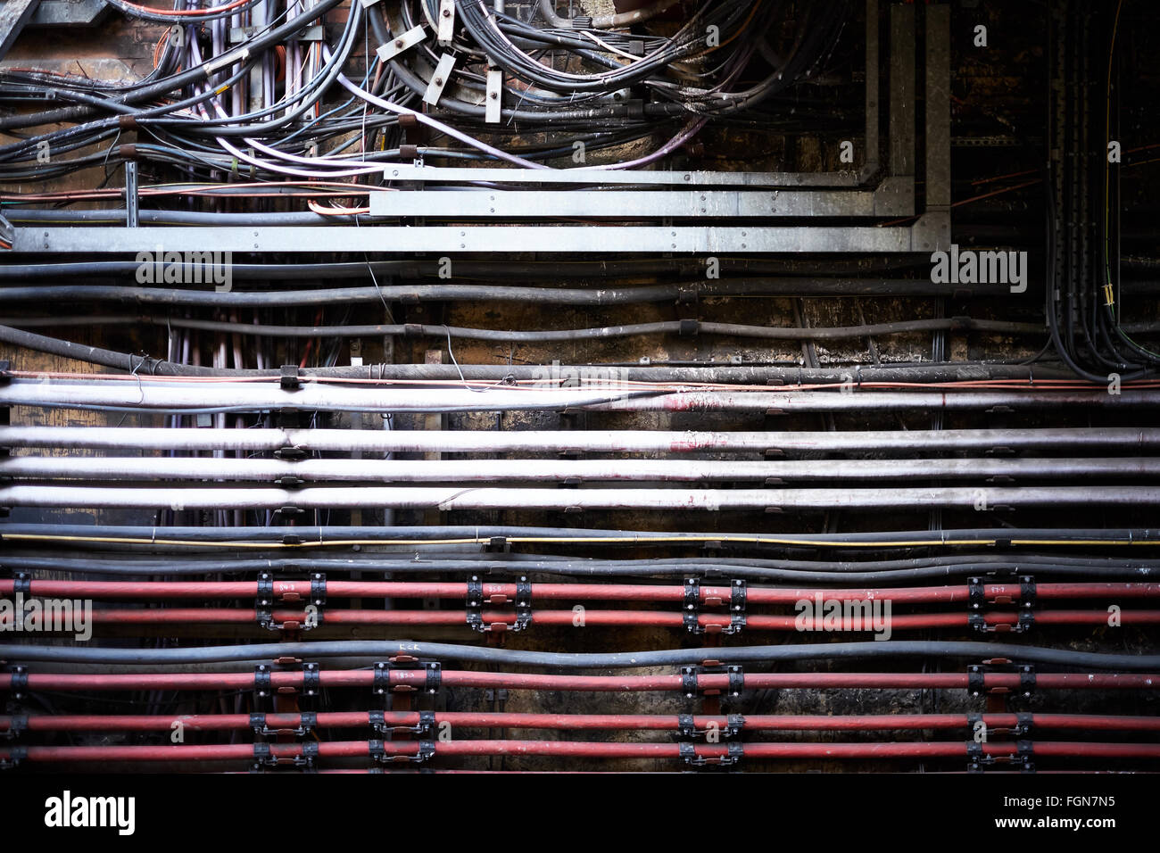Wiring on a wall Stock Photo - Alamy