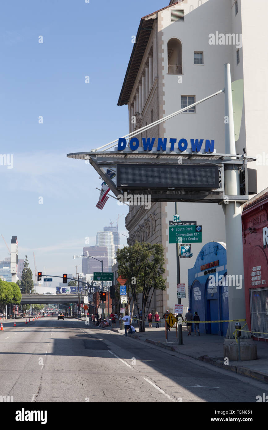 Downtown street sign on Figueroa street in Los Angeles California Stock ...