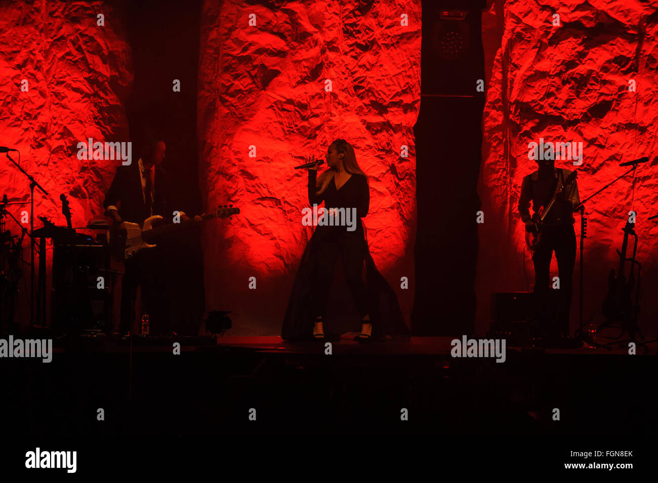 Liverpool, UK. 21st February 2016. Singer, Leona Lewis, performs the ...