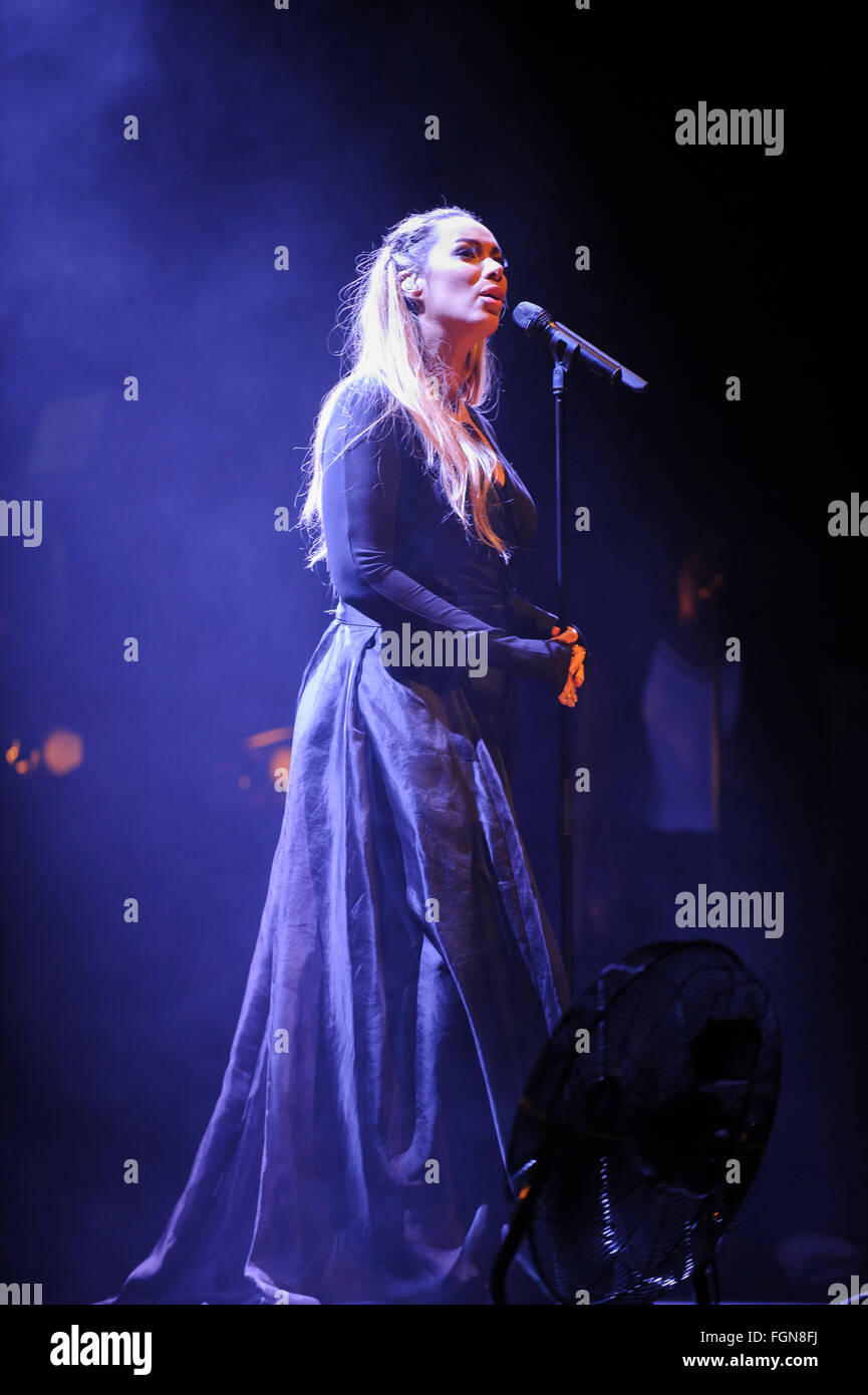Liverpool, UK. 21st February 2016. Singer, Leona Lewis, performs the ...