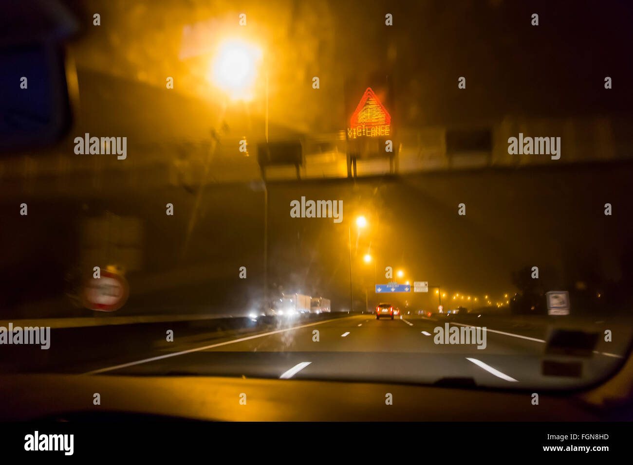 Highway night driving, Bordeaux Gironde Aquitaine France Stock Photo ...