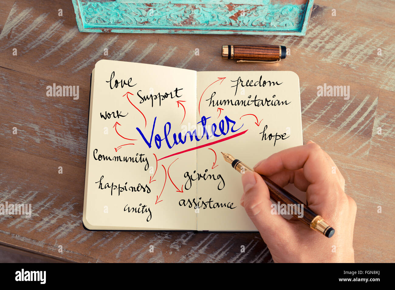 Woman writing text volunteer hi-res stock photography and images - Alamy
