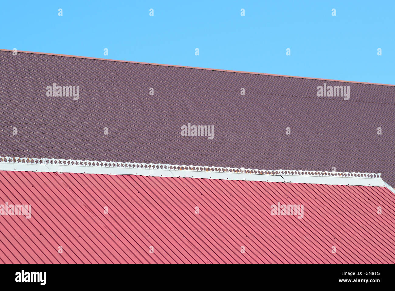 Roof metal sheets. Modern types of roofing materials Stock Photo - Alamy