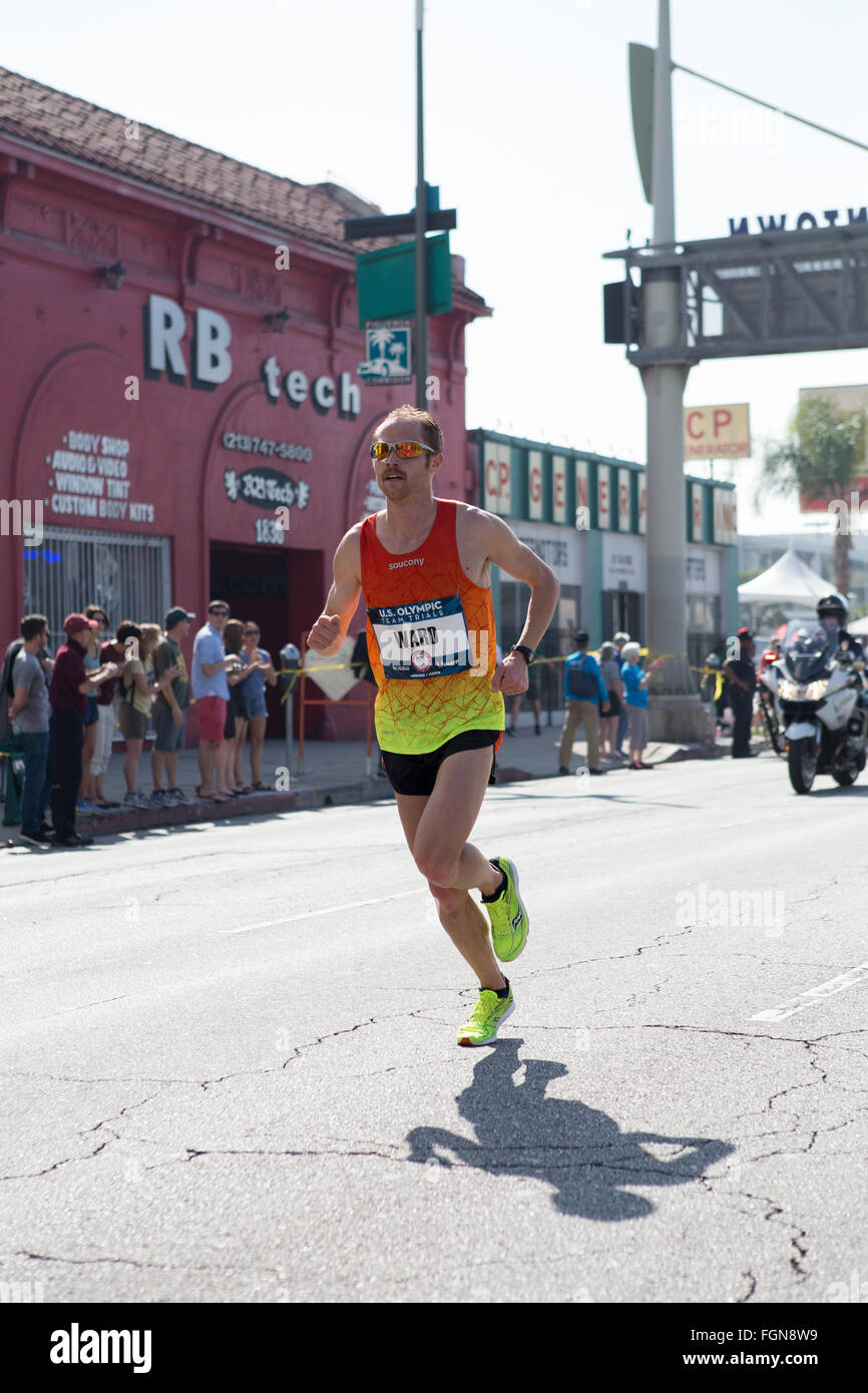 Jared Ward running US Olympic marathon trials in Los Angeles California ...