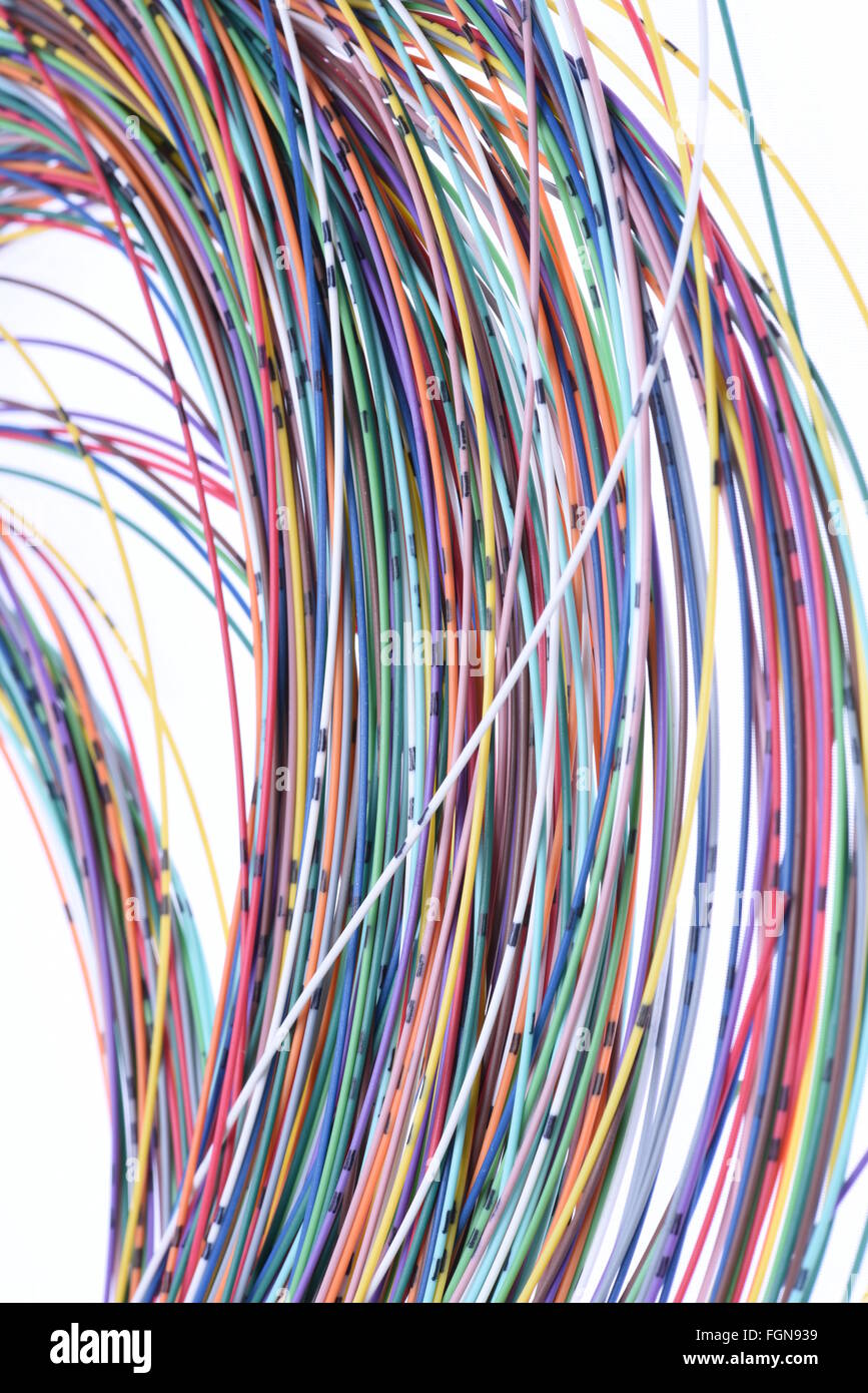 Telecommunication multicolored network cable Stock Photo - Alamy