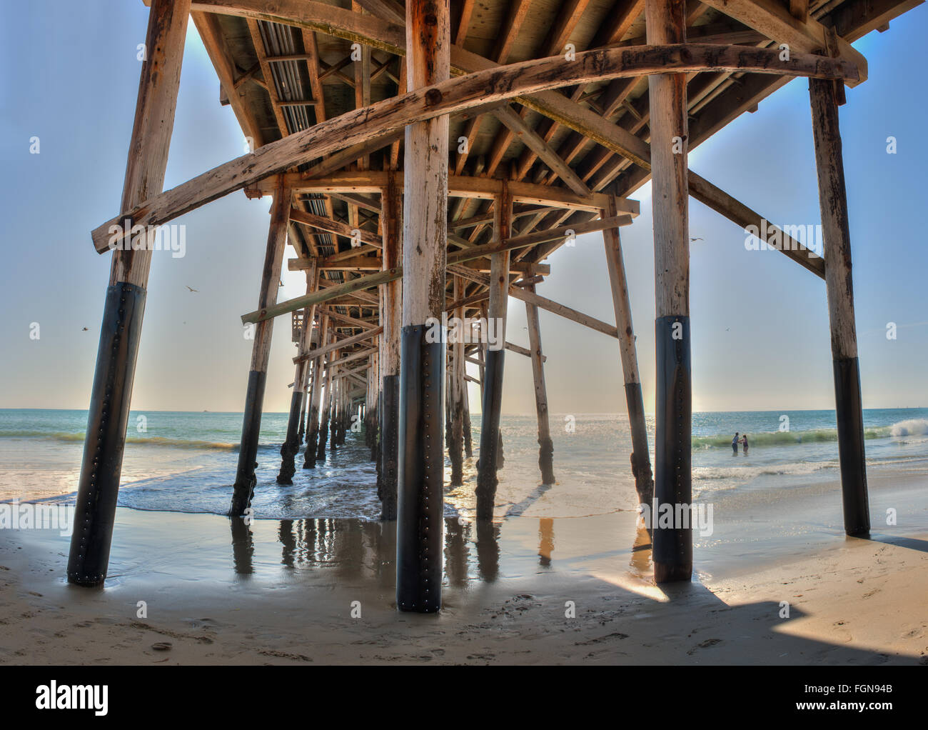 Panoramic view of Balboa Pier from below the deck Stock Photo - Alamy
