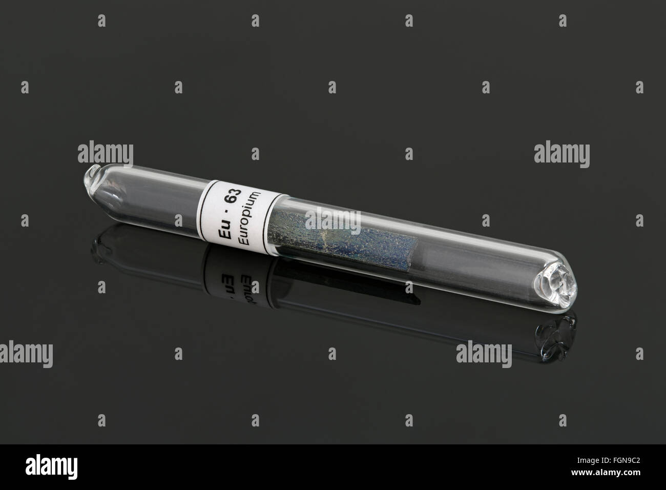 Europium, Rare Earth Chemical Element (Eu 63), sample in sealed in a ...