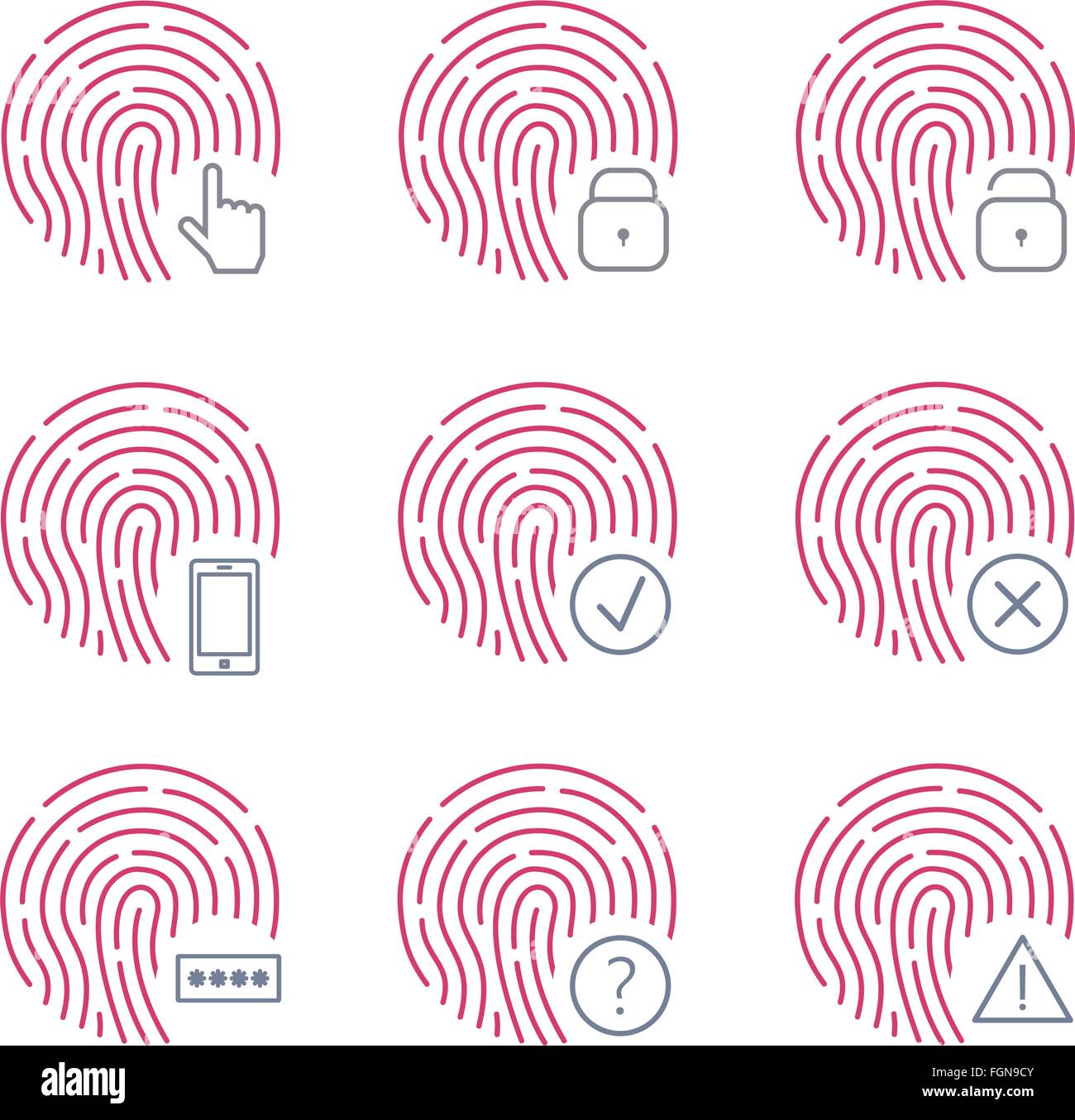 Fingerprint scanner icons on white background. Vector illustration ...
