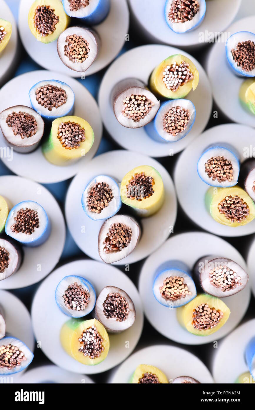 Group of electric cables closeup Stock Photo - Alamy