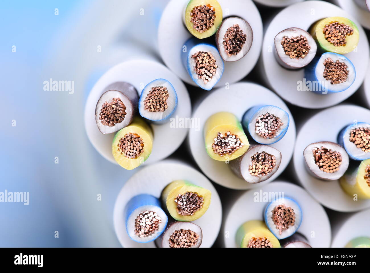 Group blue electric cables closeup hi-res stock photography and images ...