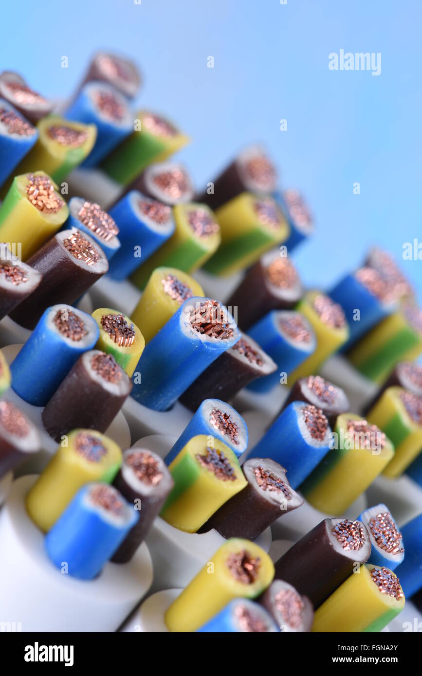 Group of electric cables closeup Stock Photo - Alamy