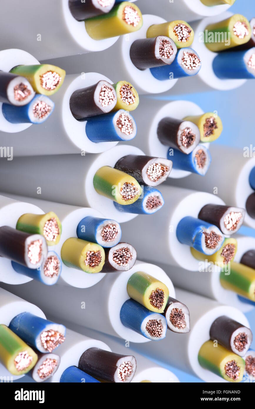 Group of electric cables closeup Stock Photo - Alamy
