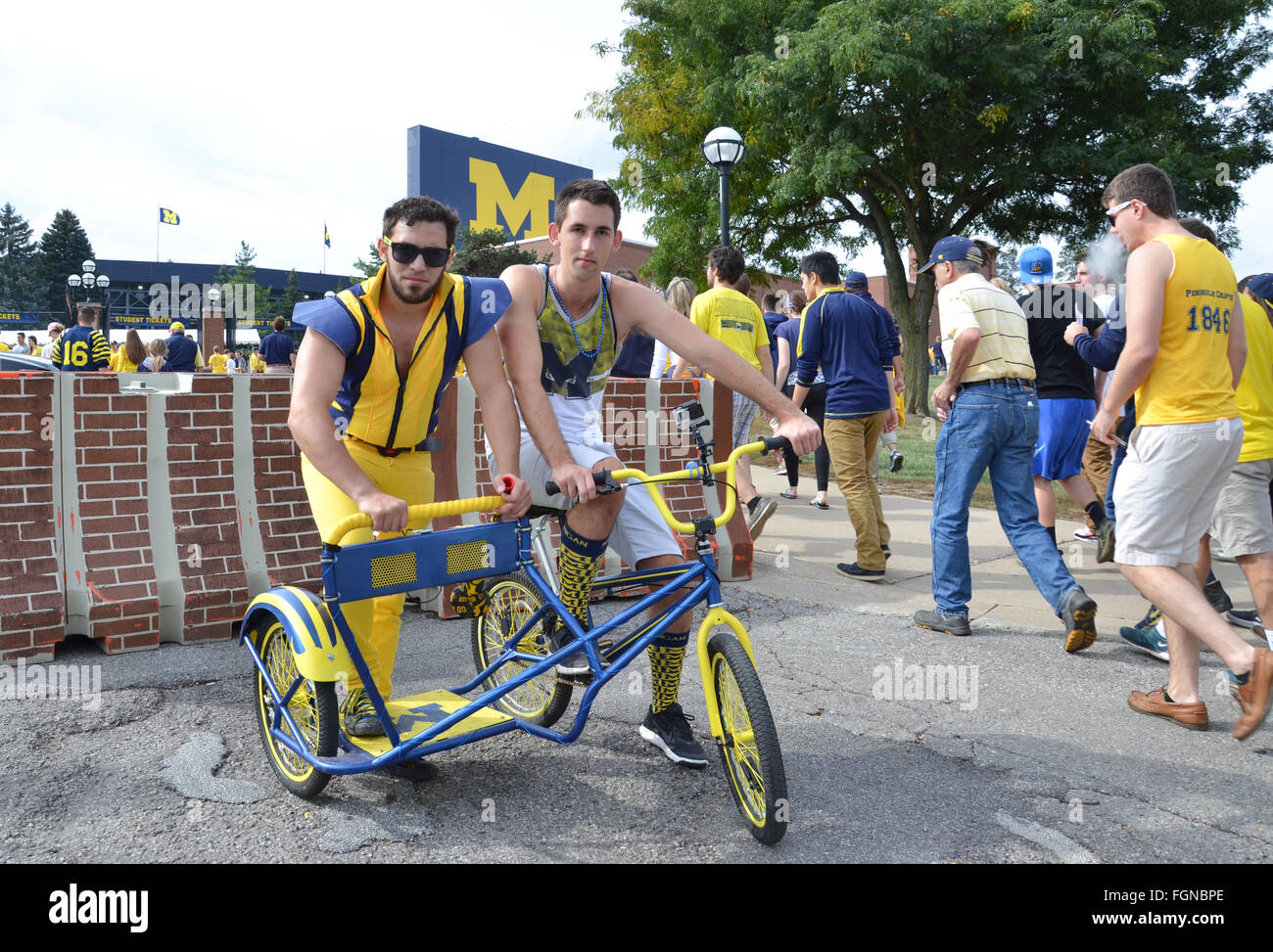ANN ARBOR, MI - SEPTEMBER 26: University of Michigan football fans pose ...