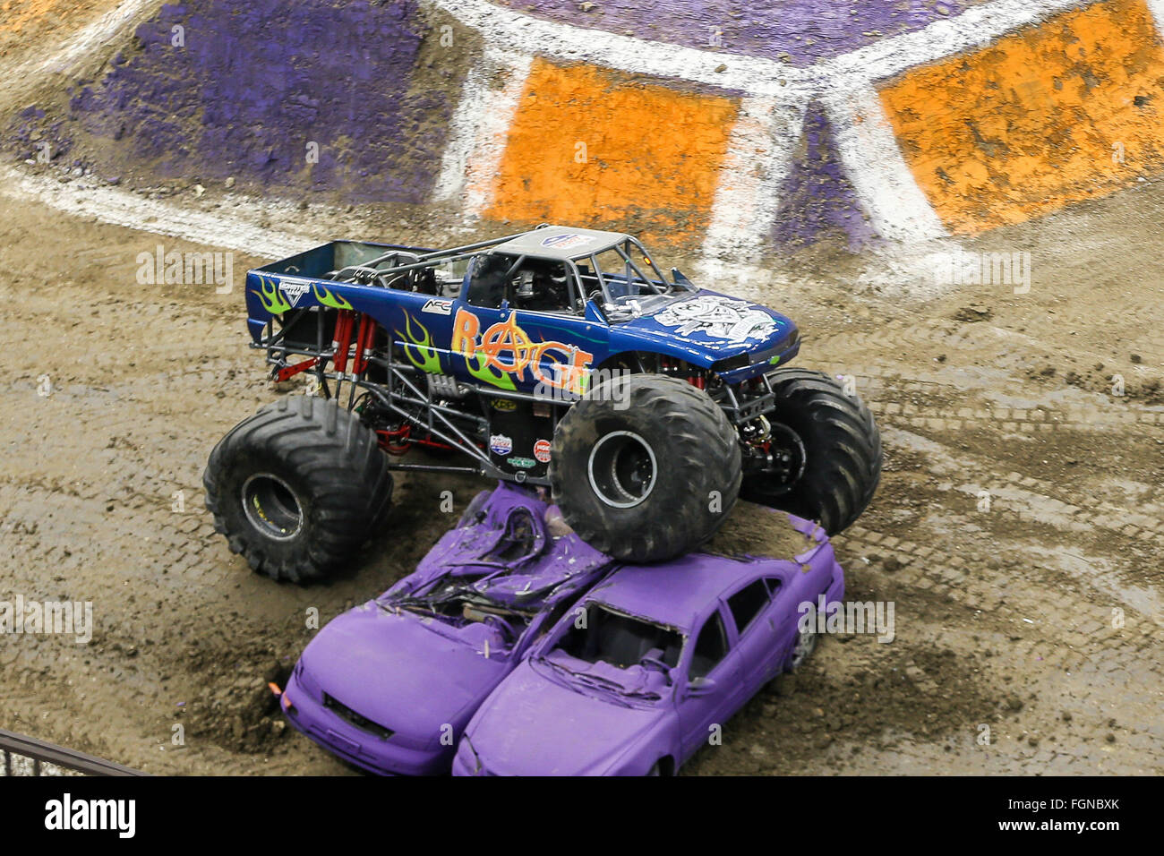New Orleans, LA, USA. 20th Feb, 2016. Rage monster truck in action ...