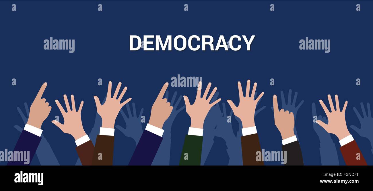 democracy democration concept crowd people raise hand Stock Vector ...