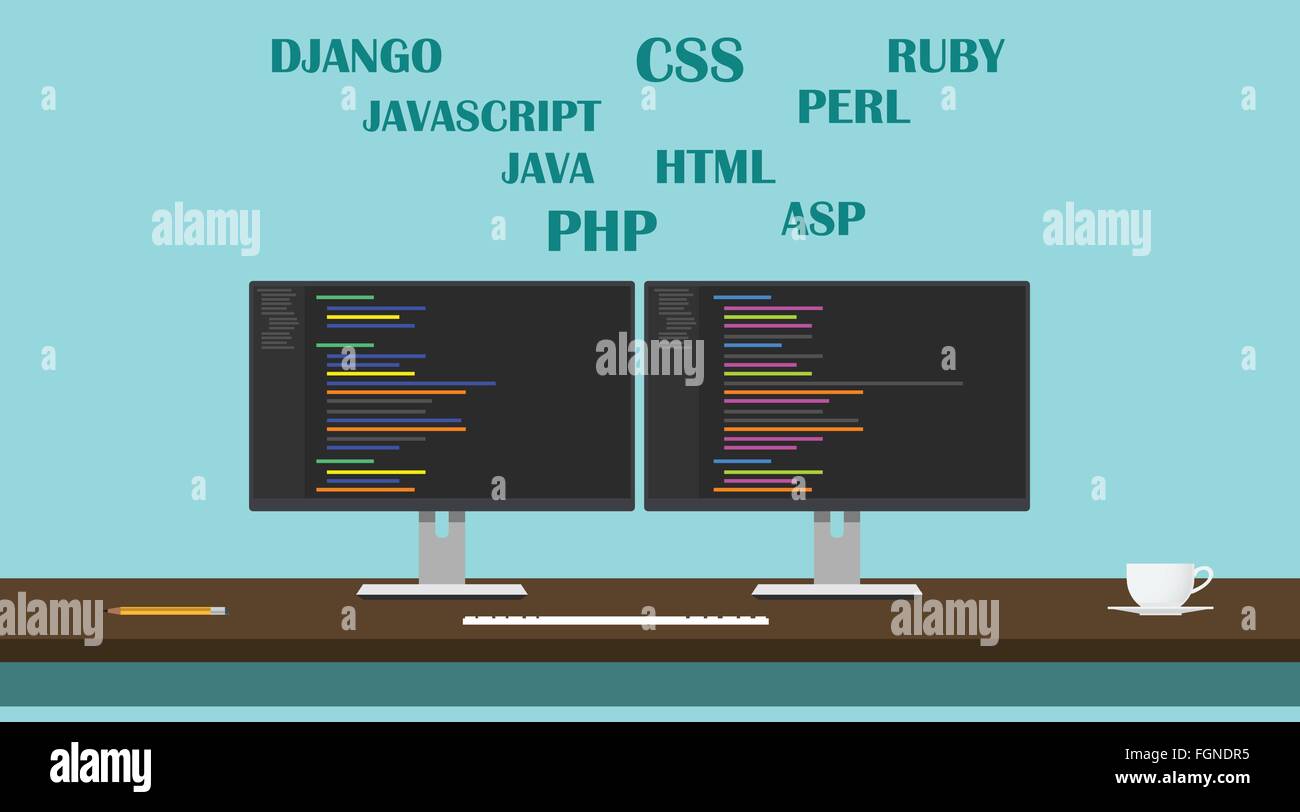 web website developer programming language workspace Stock Vector Image ... web website developer programming language workspace Stock Vector Image ...