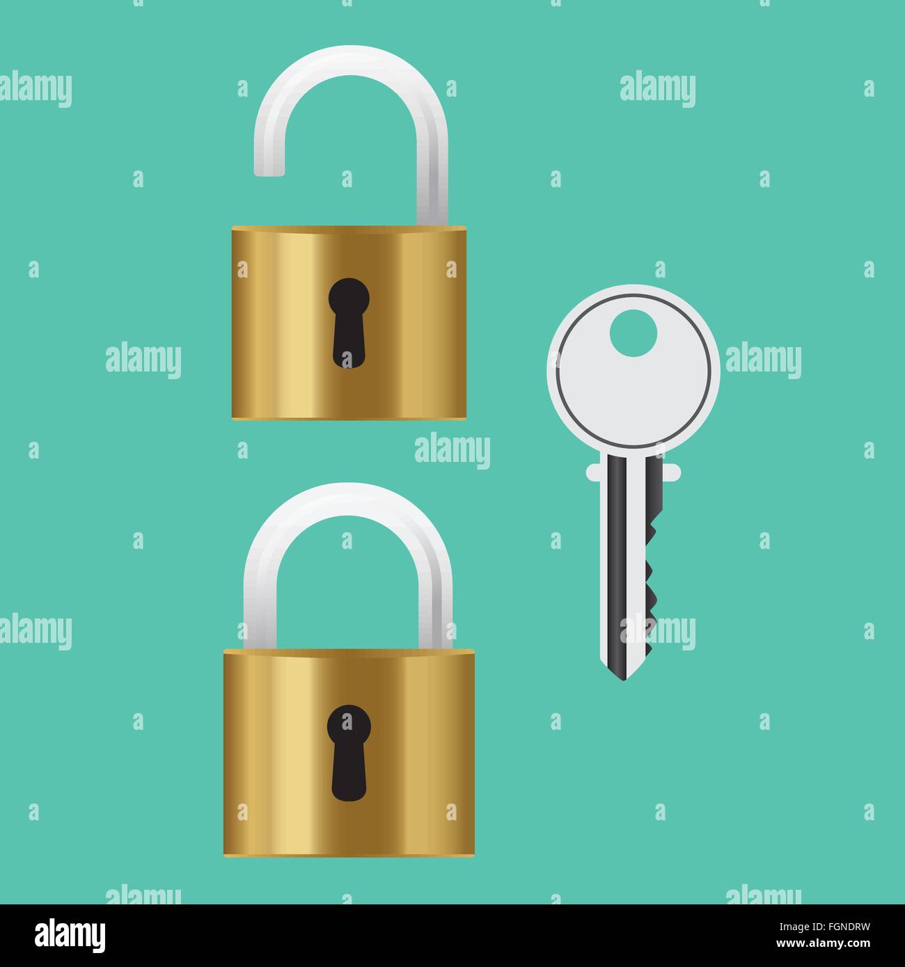 padlock lock with key isolated vector Stock Vector Image & Art - Alamy
