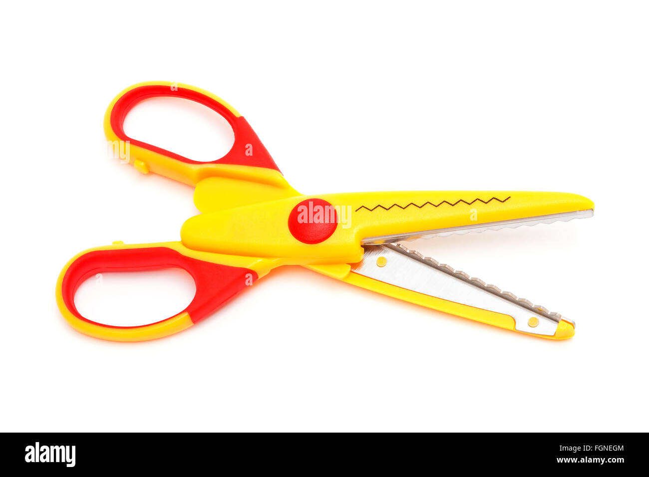 Modern yellow scissors on a white background Stock Photo - Alamy