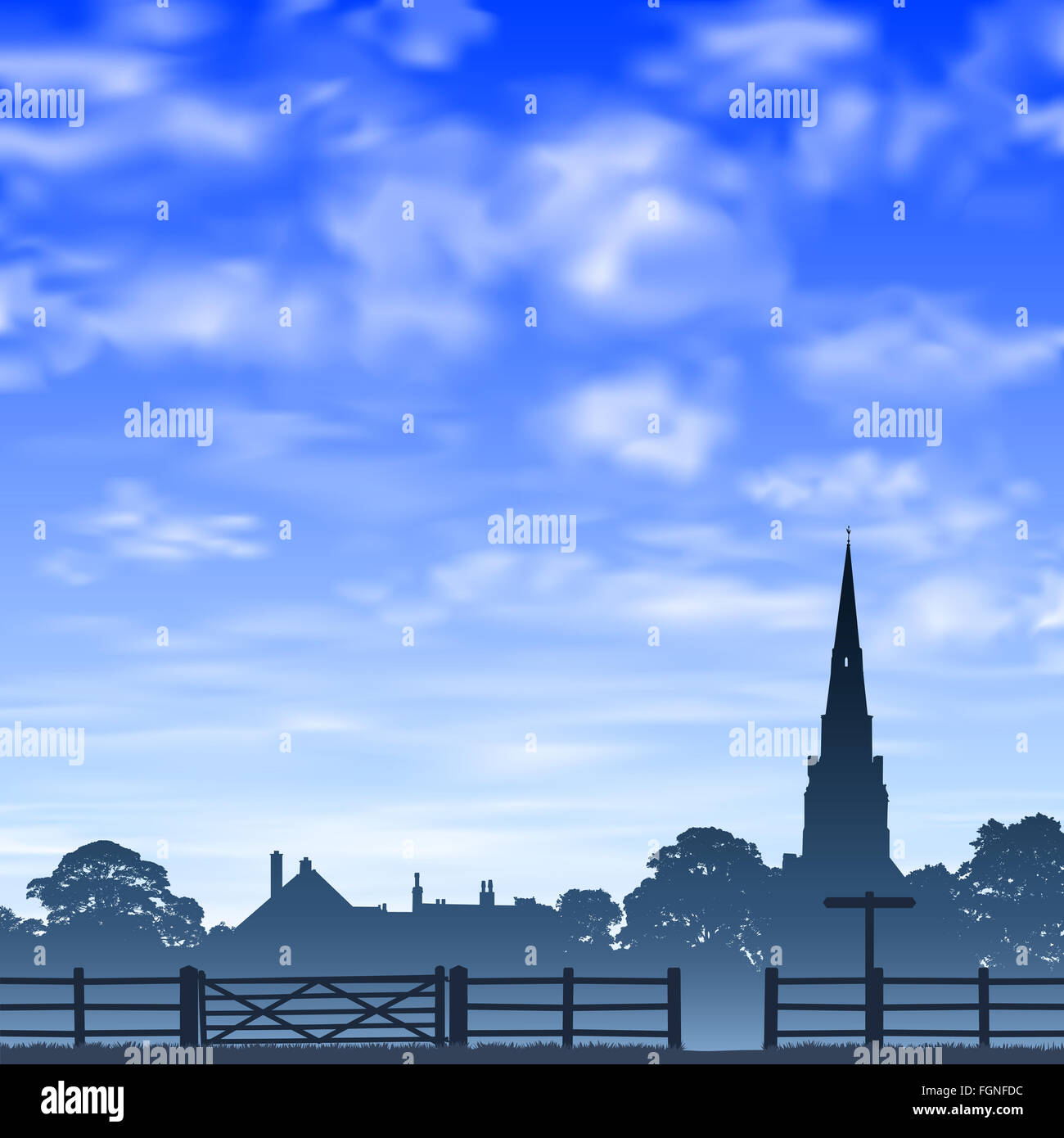 Church Spire and Fence Stock Photo - Alamy