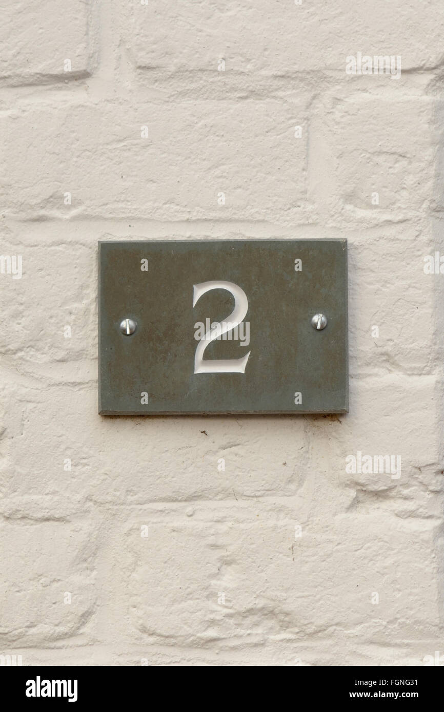 House number 2 slate sign on wall Stock Photo - Alamy