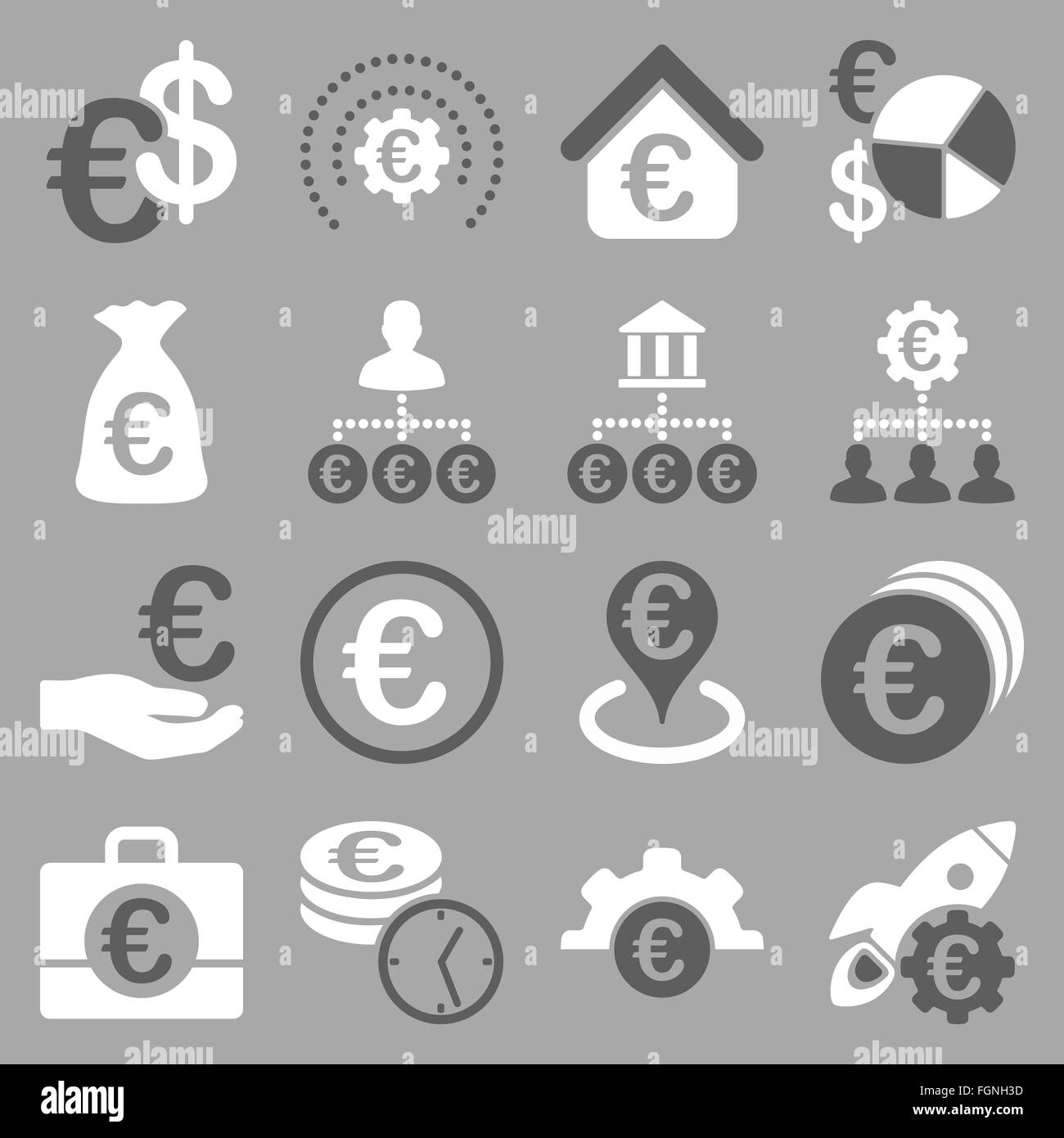 Euro banking business and service tools icons Stock Photo - Alamy
