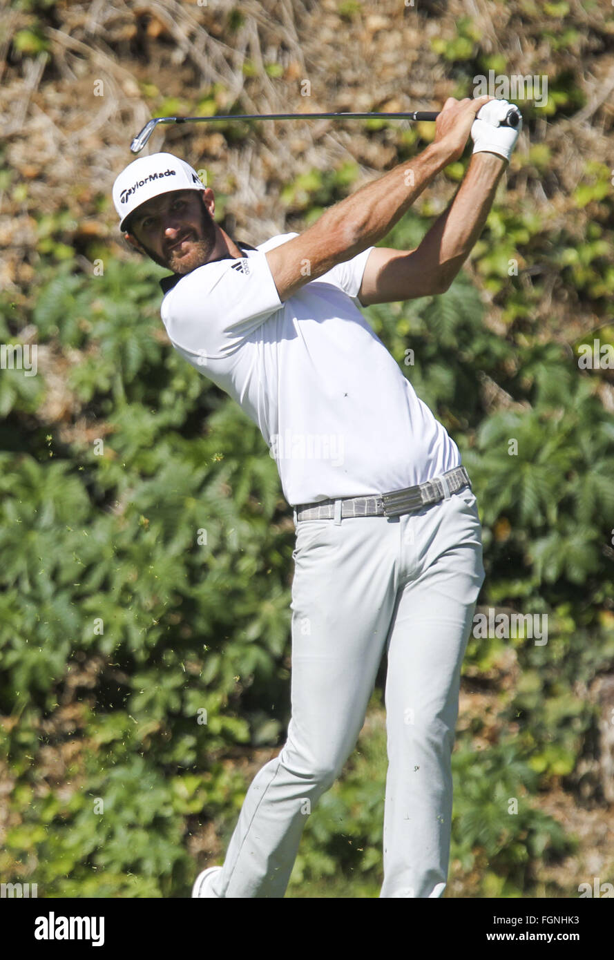 Los Angeles, California, USA. 21st Feb, 2016. Dustin Johnson plays in ...