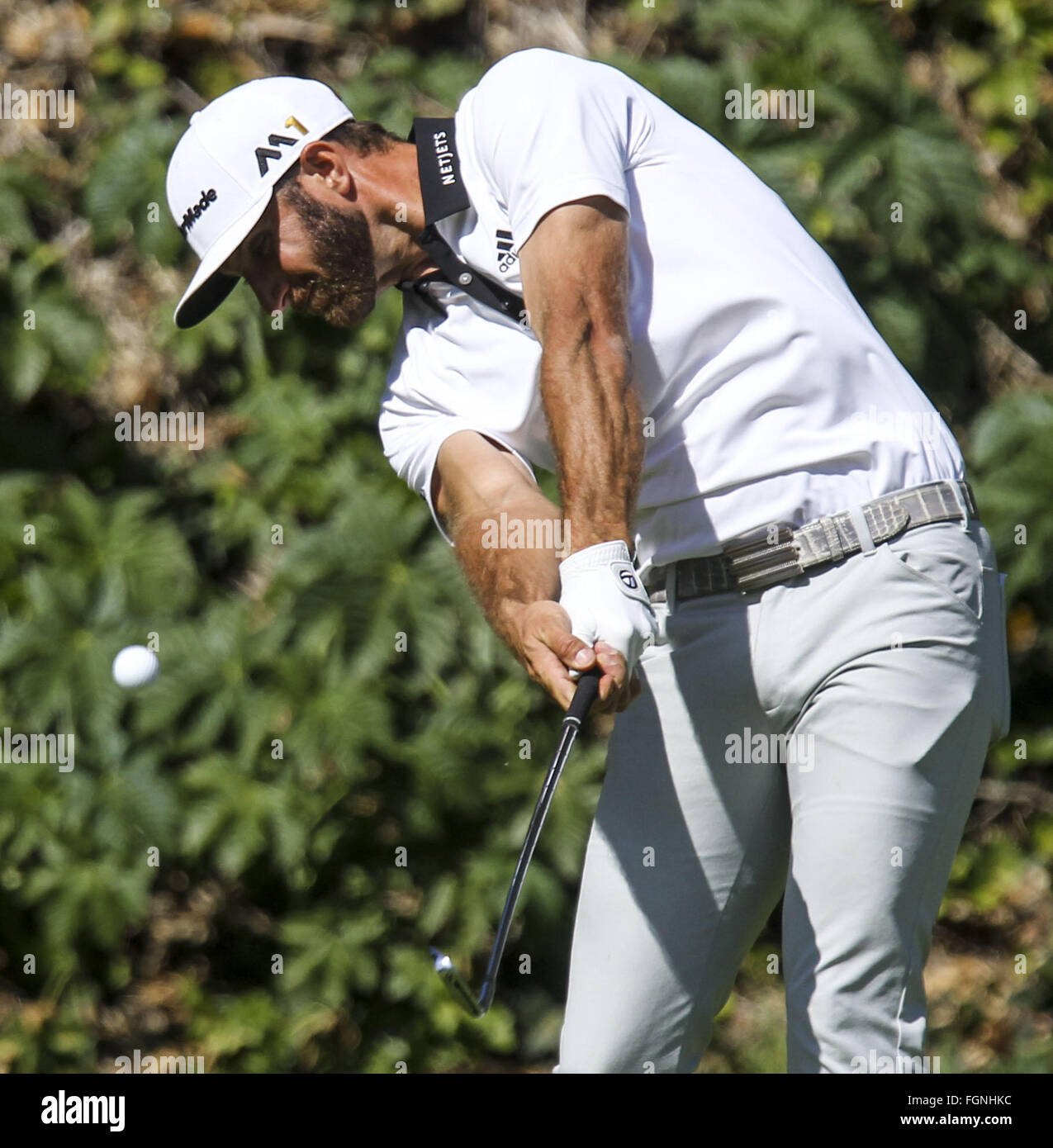 Los Angeles, California, USA. 21st Feb, 2016. Dustin Johnson plays in ...