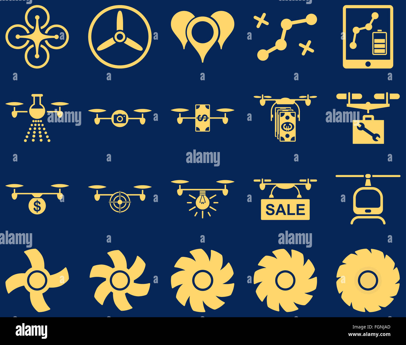 Air drone and quadcopter tool icons Stock Photo - Alamy