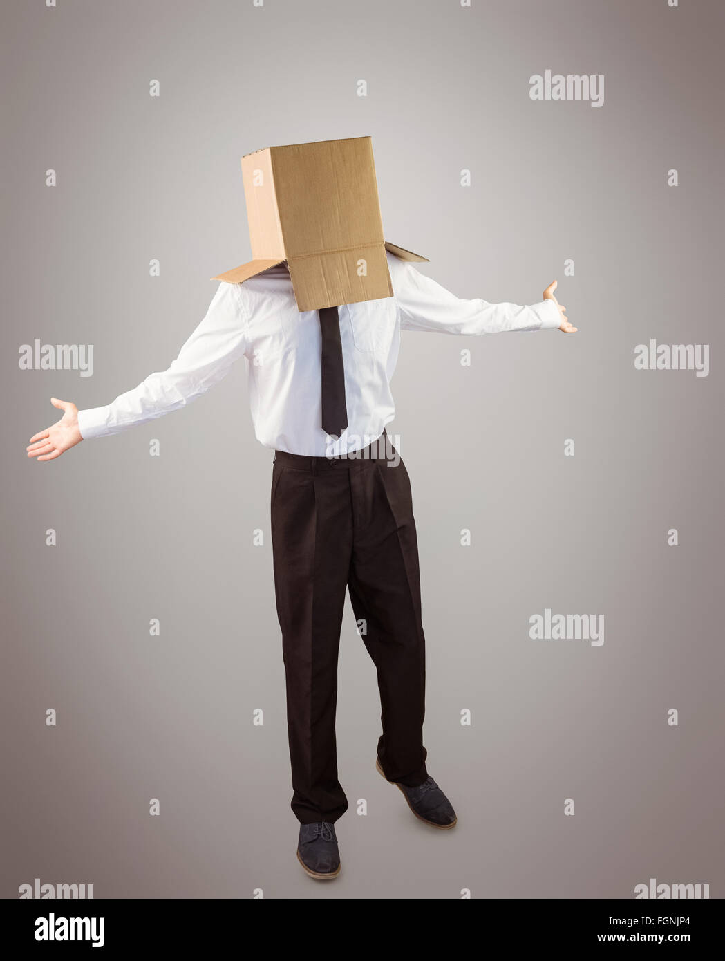 Anonymous businessman with arms out Stock Photo - Alamy
