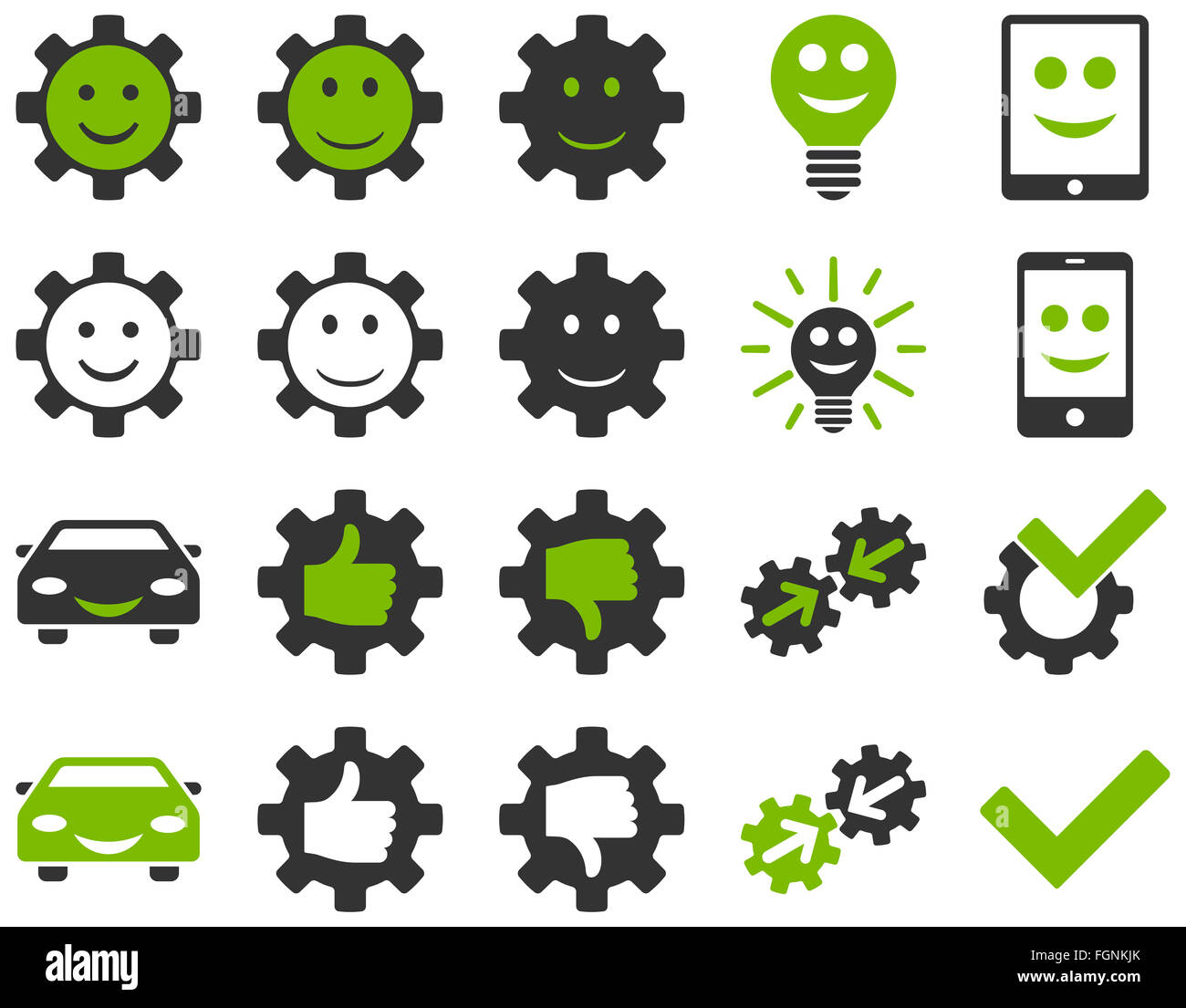 Tools and Smile Gears Icons Stock Photo - Alamy