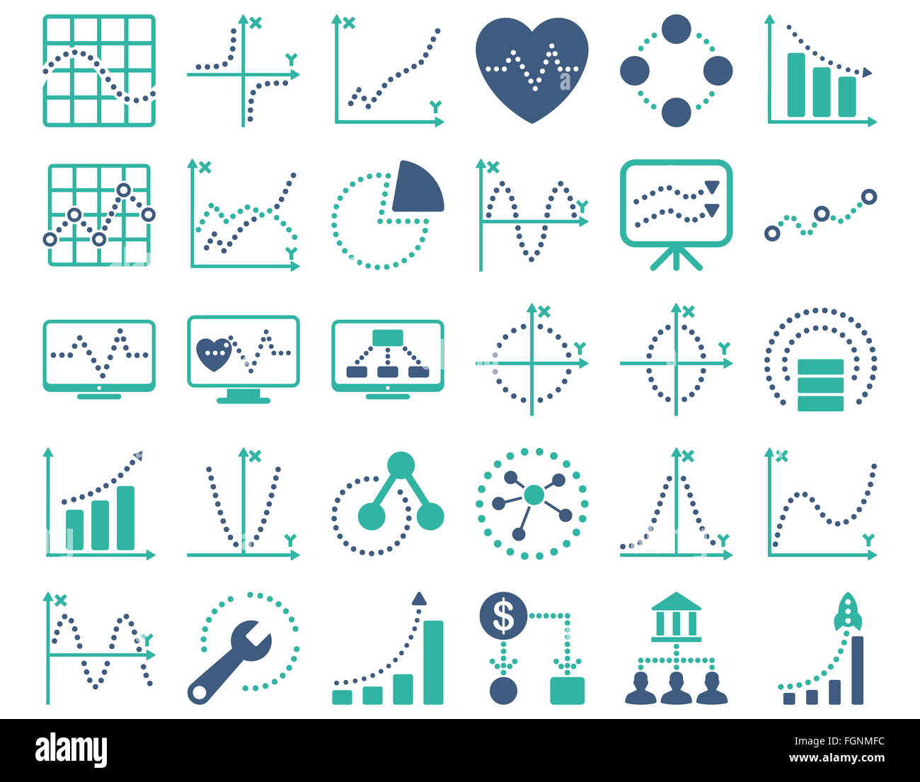 Dotted Charts Icons Stock Photo - Alamy