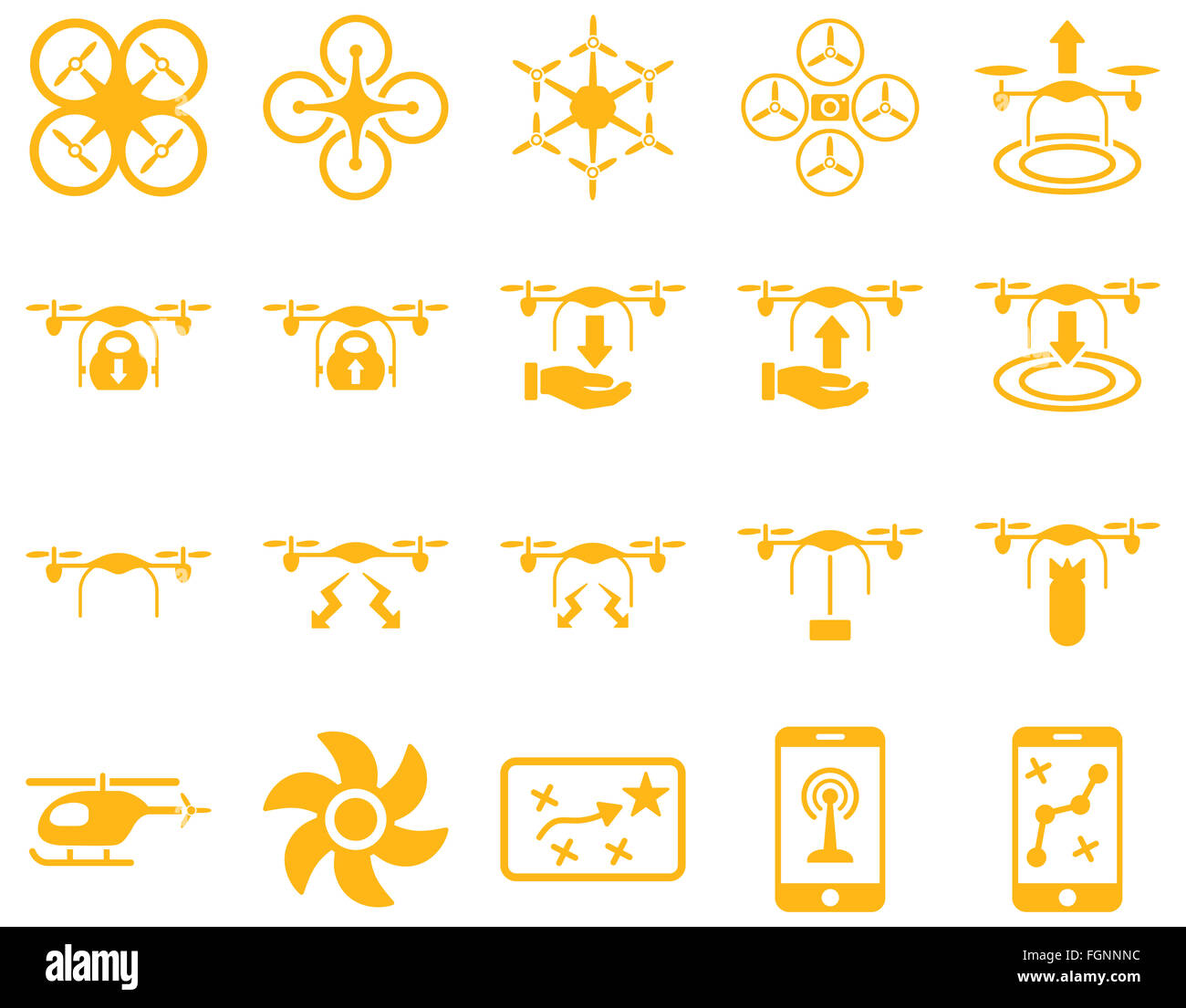 Air drone and quadcopter tool icons Stock Photo - Alamy