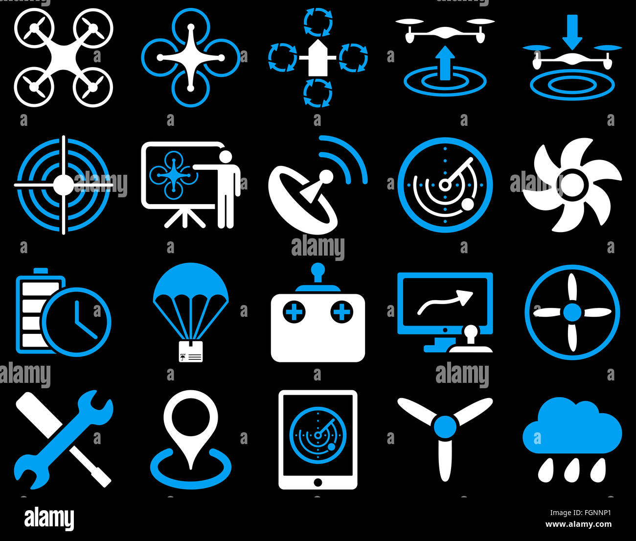 Air drone and quadcopter tool icons Stock Photo - Alamy