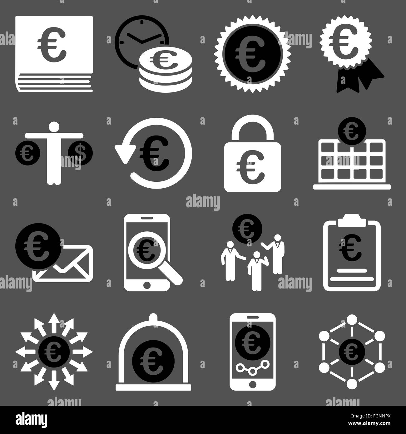 Euro banking business and service tools icons Stock Photo - Alamy