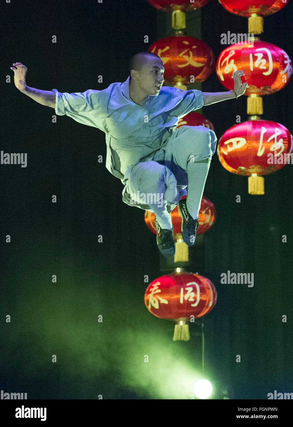 Los Angeles, USA. 21st Feb, 2016. A Shaolin monk from China's Songshan ...
