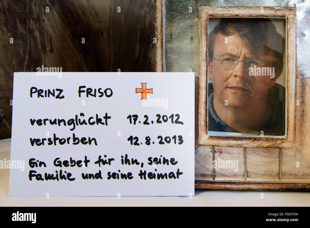 Picture in the church to remember Prince Friso who did in 2013 after an ...