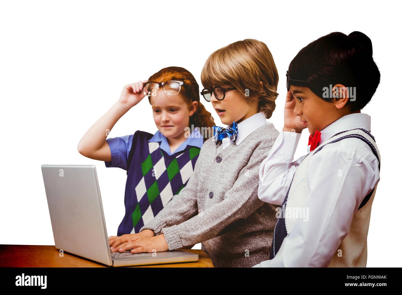Composite image of pupils using laptop Stock Photo - Alamy
