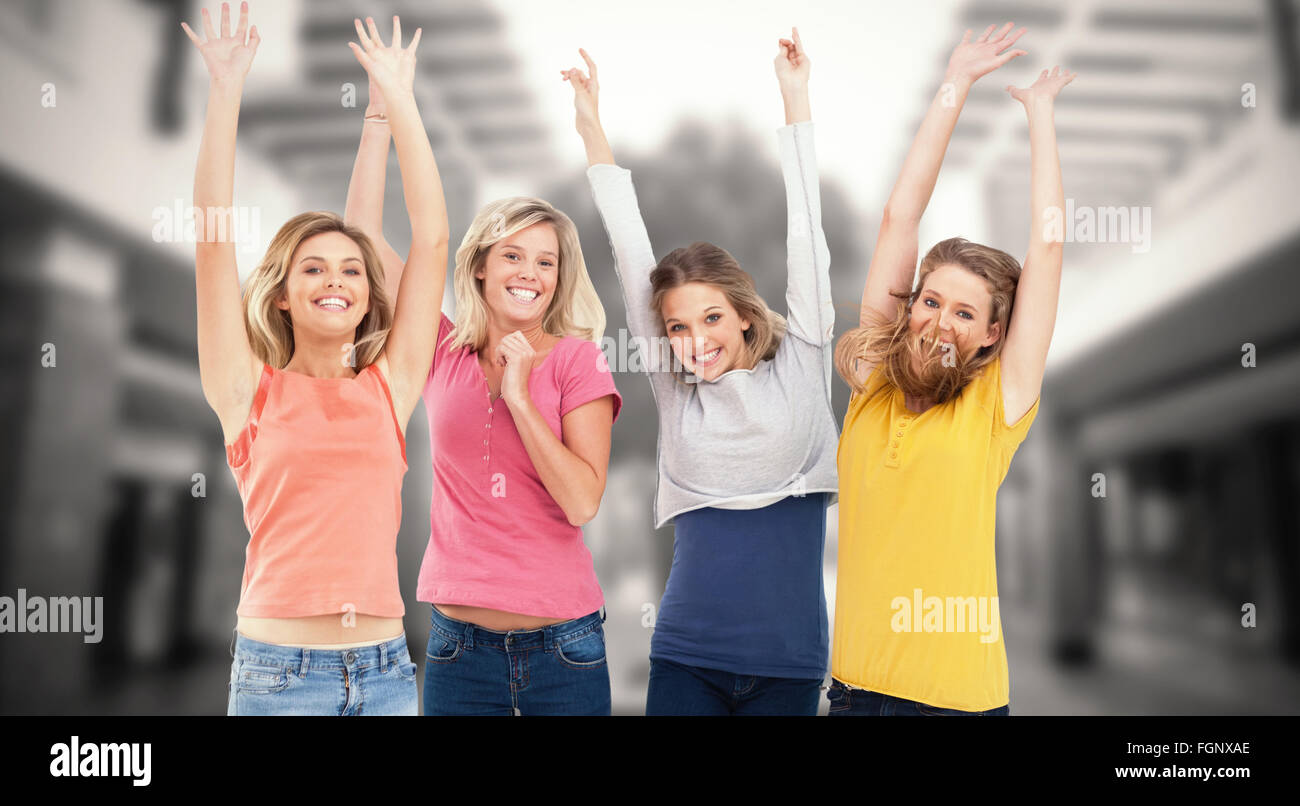 Beautiful girl jumping up together hi-res stock photography and images ...