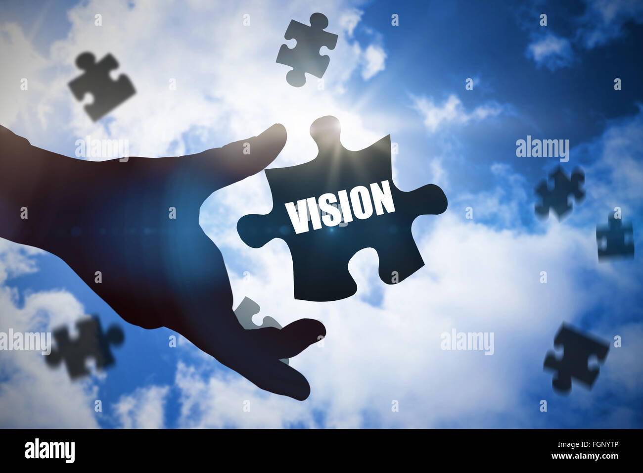 Vision against bright blue sky with clouds Stock Photo - Alamy