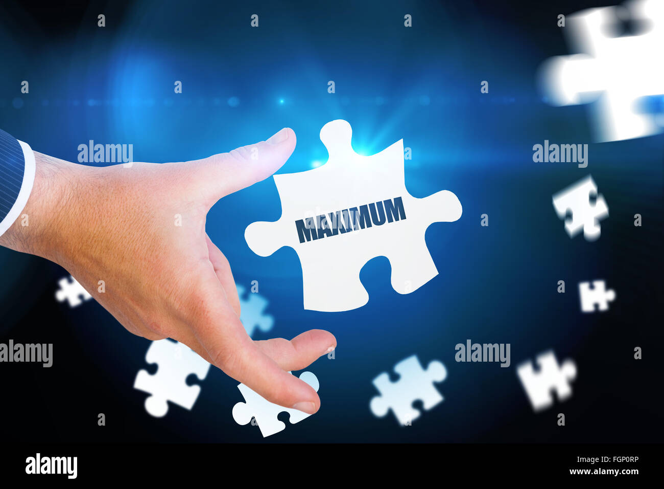 Maximum against blue background with vignette Stock Photo - Alamy