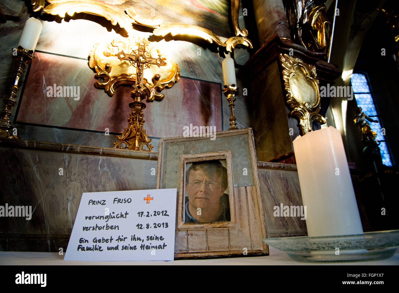 Picture in the church to remember Prince Friso who did in 2013 after an ...