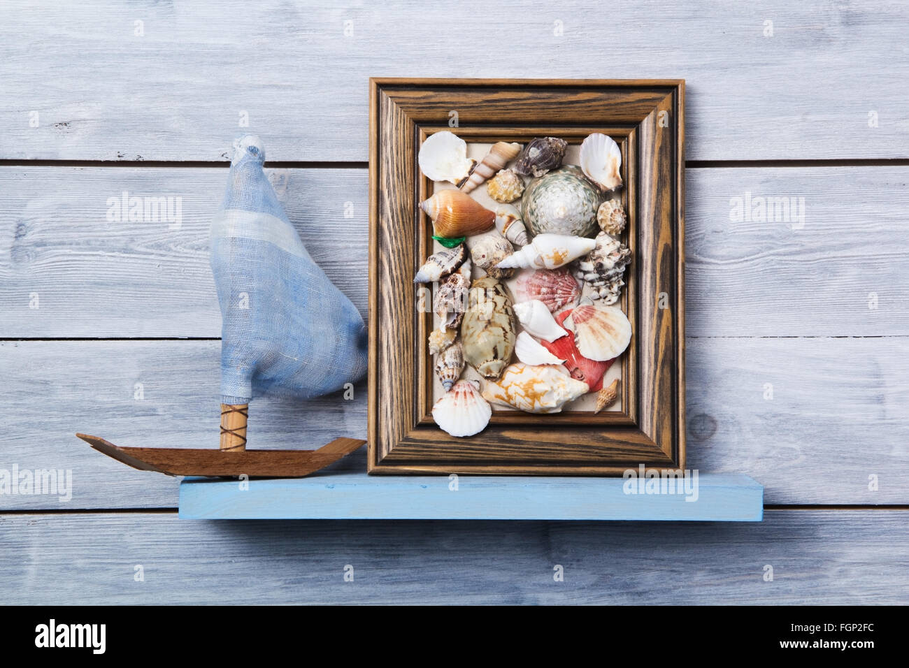 picture of seashells and boat Stock Photo - Alamy
