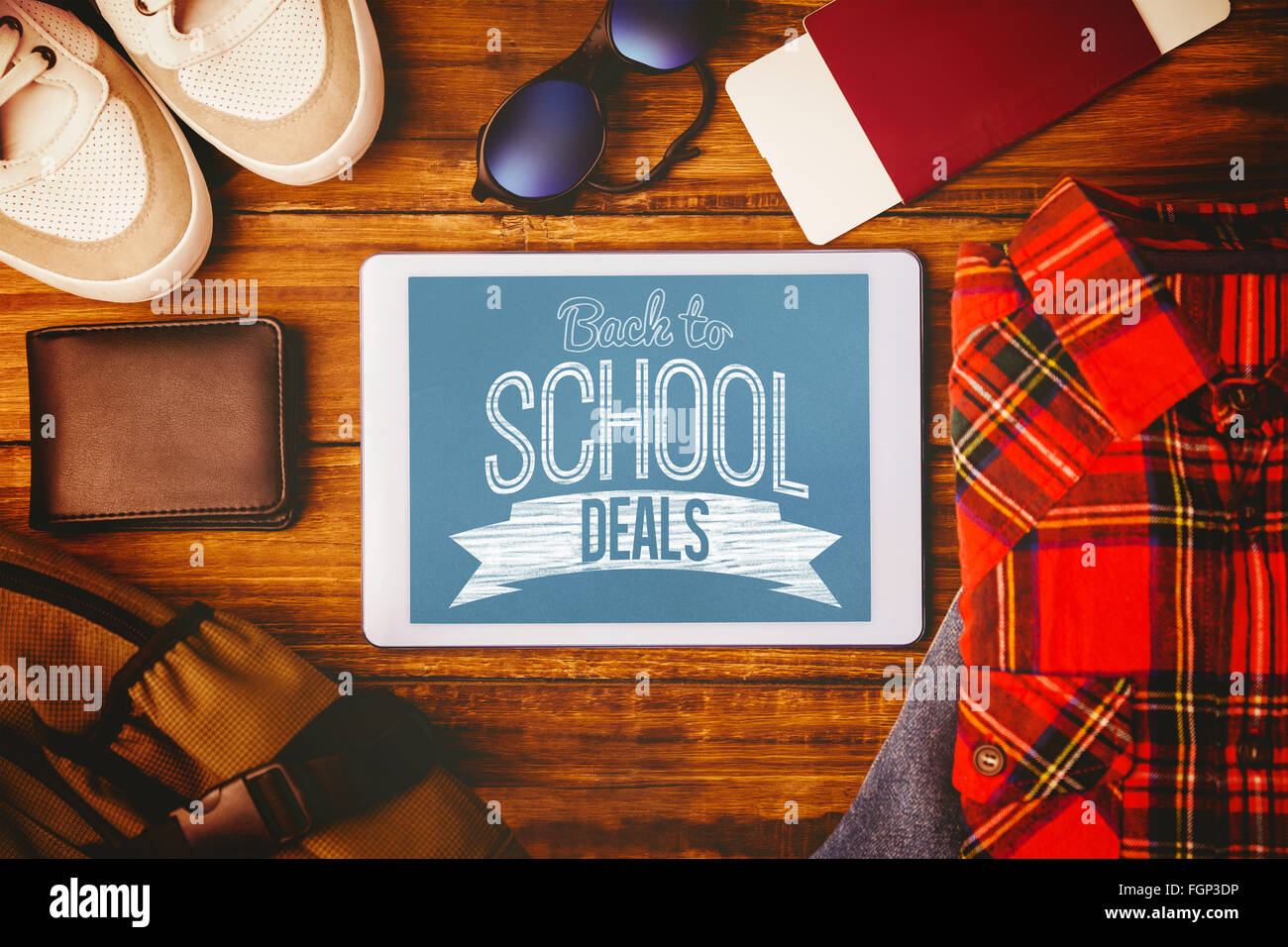 Composite image of back to school deals message Stock Photo - Alamy